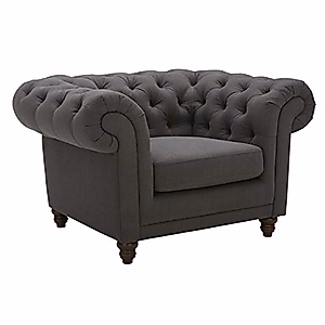 Amazon Brand – Stone & Beam Bradbury Chesterfield Classic Chair, 50"W, Pepper