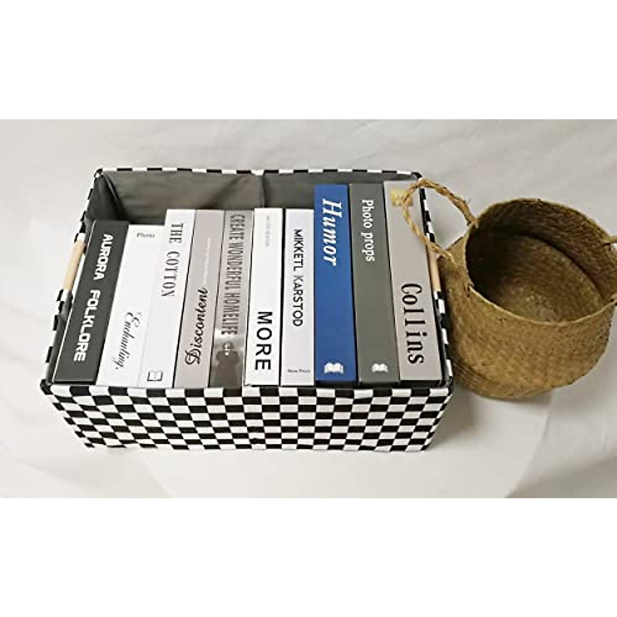 FUULOXE Storage Bin for Shelves Rectangle Closet Baskets Foldable Box with Handles, Gray Storage Bins, Storage Boxes for Home Office Car Dormroom