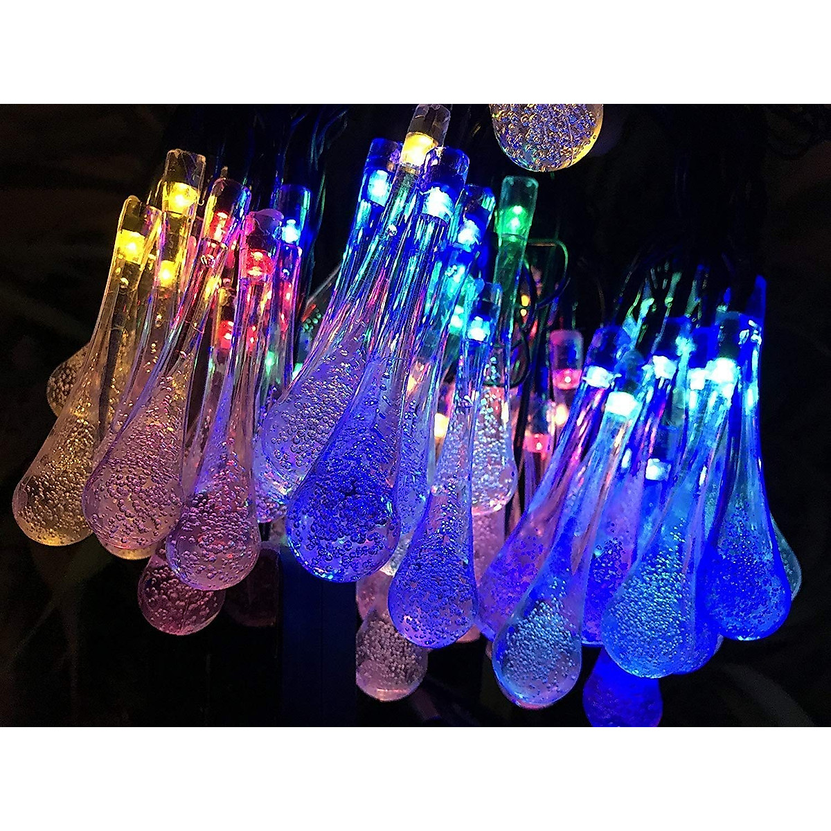 Sunny-home Solar String Lights Water Drop Garden Lights Waterproof Outdoor Lights with 20 Feet 30 LED 1 Pack (Multi-Color)