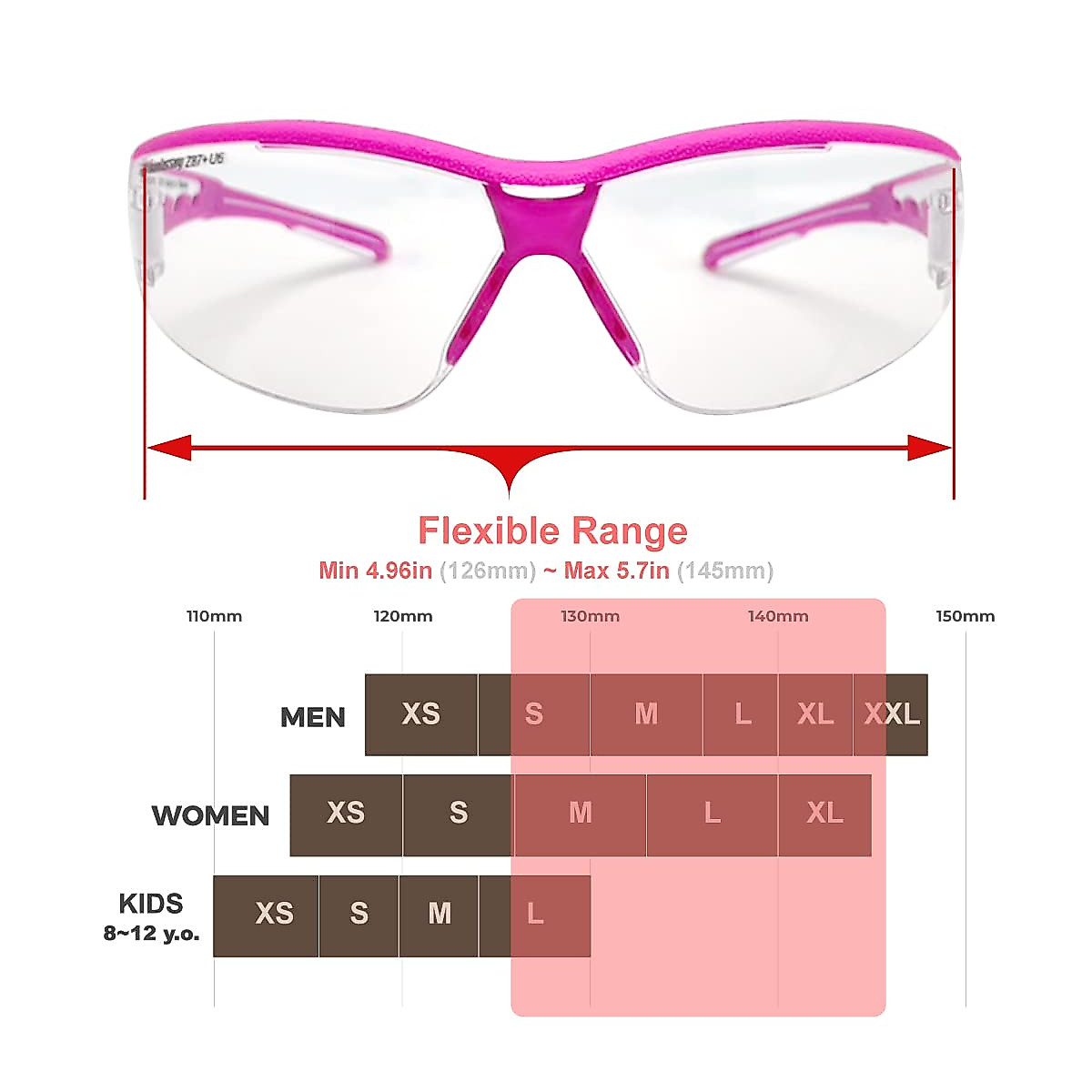 HTS HUNTERSKY E9532 Super Flexible Lightweight Anti Fog Wrap-Around U6 Clear Shooting Safety Glasses with ANSI Z87.1 Scratch Resist