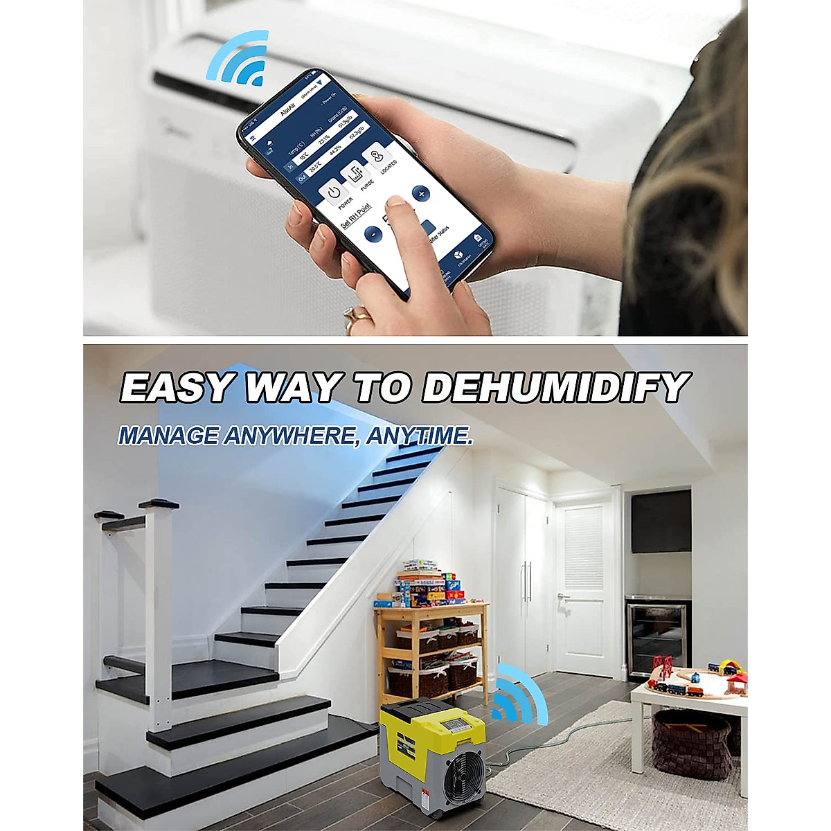 AlorAir 180 PPD Commercial Dehumidifier Smart WiFi Control, 28 Gallons Industrial Dehumidifiers for Home, Basements, Garages, and Crawl Space, Water Damage Restoration, Storm SLGR 850X