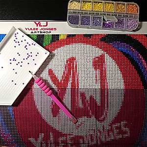 5D Diamond Painting Beads, 6 Shades of Purple and Yellow in 12 Grid Storage Container, 4800pcs Replacement Dots, 12 Vibrant DMC Colors for Your DIY Diamond Painting or Nail Art, DMC Purple&Yellow