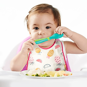 R HORSE 5Pcs Baby Bibs Set Cotton Toddler Bibs with Crumb Catcher Pocket & Snaps Baby Feeding Bibs Waterproof Food Bibs Infant Feeding Bibs with Fruit Pattern for Infants Babies Toddler 6-36 Months