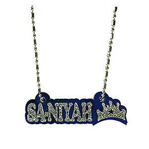 MIRROR MANIA Name Plate Custom Name Necklace Nameplate Name Laser Cut Personalized, Diamond Look Letters with Color Choice Back, Chain and Design, Made To Order Any Name - Dazzling and Stunning!