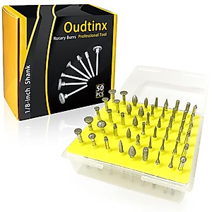 Oudtinx 50-Piece 1/8-Inch Shank Diamond Coated Rotary Burrs Set Fits Dremel Rotary Tools,Diamond Burr Set for Jewelry,Glass,Stone,Ceramic,ect.(Small Head Style)