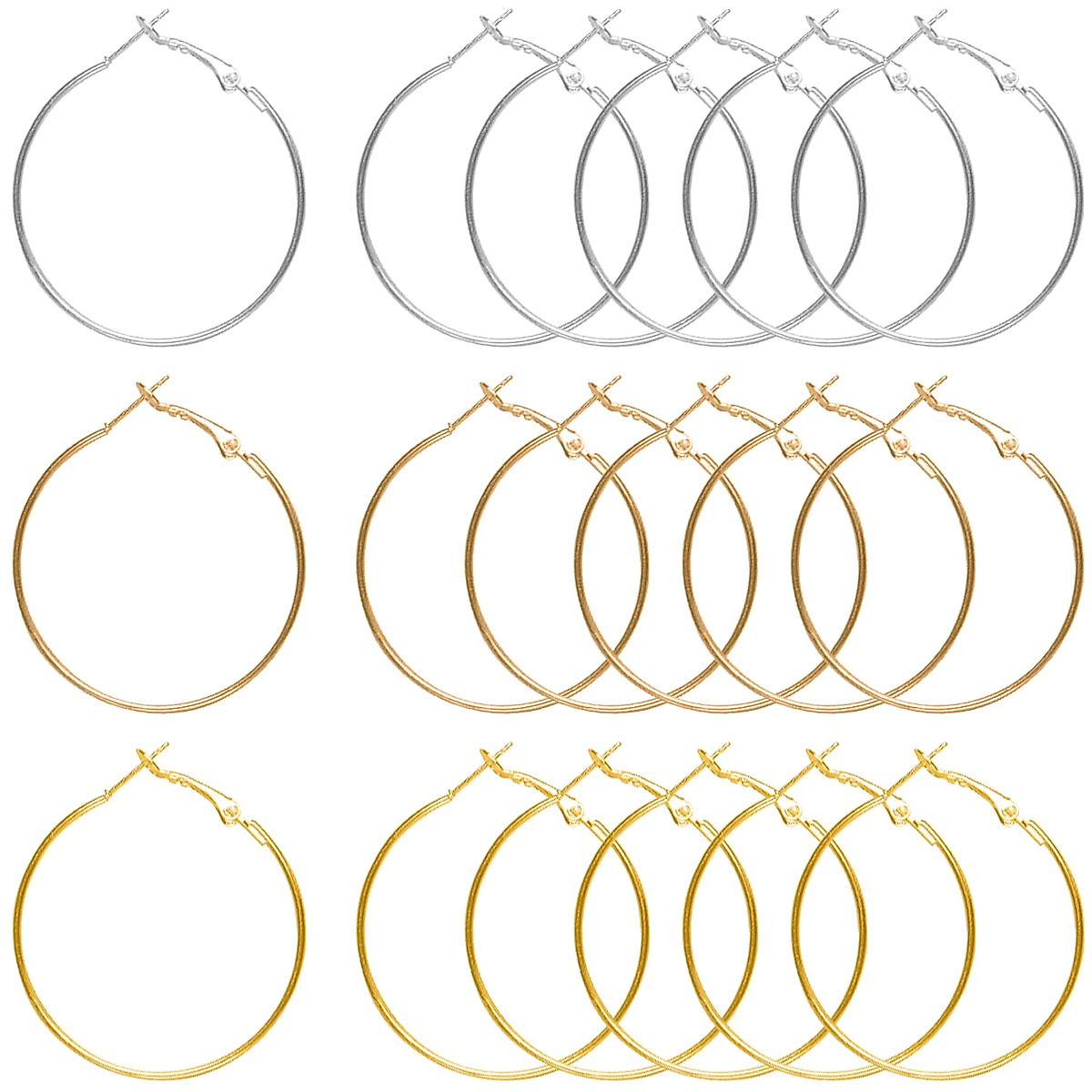 60pcs Beading Hoop Earrings Finding,FUNCYboo 50mm Round Earring Hoop Open Earring Beading Hoops for Jewelry Making DIY Crafts