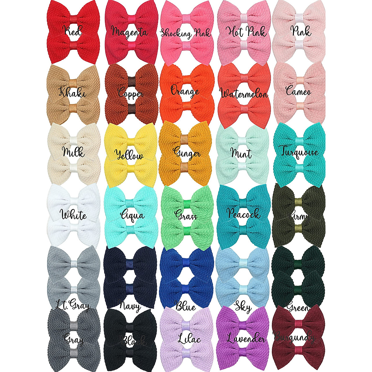 JOYOYO 60Pcs Baby Girls Kids Toddlers 2.75 Inch Twill Waffle Fabric Hair Bows Alligator Clips for Pigtails Hair Accessories and Bangs