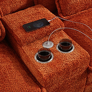 Neylory Modular Sectional Sofa 123" U-Shape Sofa Couch, Chenille 6-Seat Cloud Couch with Cupholder and USB Ports, Chaise Upholstered for Living Room, Apartment, Dark Gray