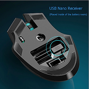 Granvela Noiseless Wireless Mouse,Forter i720 Ergonomics Right-handed Wireless Silent Gaming Mouse for Windows and MAC - Black