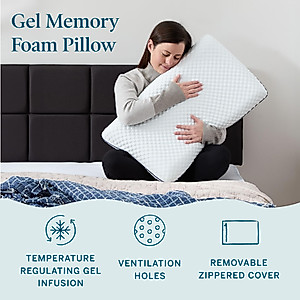 WEEKENDER Gel Memory Foam Pillow - King Size - 1-Pack - Medium Plush Feel - Neck & Shoulder Support - For Back, Side, & Stomach Sleepers - Home, Hotel, & Hospital Essentials