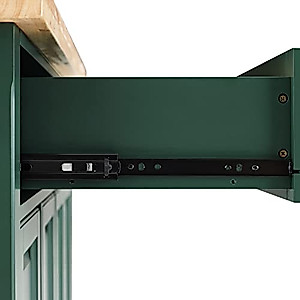 Crosley Furniture Madison Madison Rolling Kitchen Island Cart, Microwave Stand, Coffee Bar, with Shelves and Drawers, Emerald Green