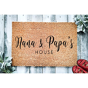 Customizable Grandparent's Day Gift for Grandparents | Nana and Papa's House | Grandpa Grandma Doormat | Nanny | Nana | Granny Door Mat - Premium Quality, Thick Coir & Made in the USA