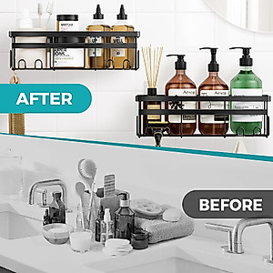 HomeHacks Shower Caddy, 3-Pack with Soap Holder, No Drilling Rustproof Organizer with Save Space Hooks, Apartment Essentials for Bathroom, Kitchen & Living Room, Shelf for Inside Shower