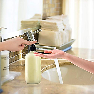 8oz 8 Pack Glass Pump Bottles, RUCKAE Clear Pump Bottle for Soap Dispenser, Empty Pump Bottle for Shampoo, Body Wash, Hand Soap, Lotion and More