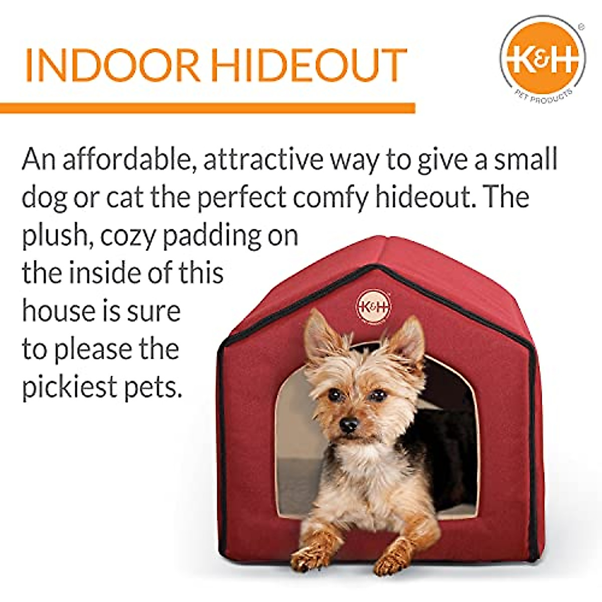 K&H Pet Products Indoor Pet House Red/Tan 16" x 15" x 14" (unheated)
