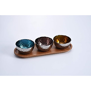 Pampa Bay Let's Entertain Set of 3 Colored Glass Bowls & Tray