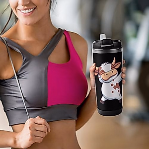 Cute Cow Dancing Travel Coffee Mug Reusable Insulated Drinking Cup with Lid for Home Outdoor Works 13 Oz