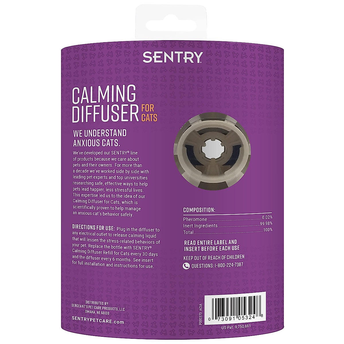 Sentry Calming Diffuser for Cats, Plug-in Cat Pheromone Diffuser, Reduces Stress and Bad Behavior, 30-Day Release