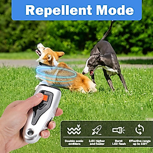 Anti Barking Device with Training/Deterrent Modes,Anti Barking Device Ultrasonic Dog Barking Deterrent with LED Flashlight,Portable Indoor & Outdoor,Dog Training & Behavior Aids