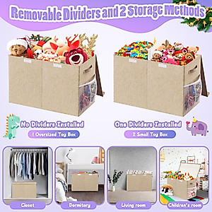 Large Toy Box, Collapsible Storage Bins with Lids, Toy Storage Organizer Toddler Bin Boxes for Kids Boys Girls, 25"x13"x16"Toy Chest Bin Box Baskets for Nursery, Living Room, Playroom, Bedroom, Beige
