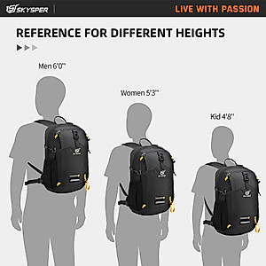 SKYSPER Small Daypack 20L Hiking Backpack Lightweight Travel Day Pack with Waist Strap for Women Men(Black)