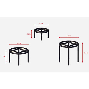 Zhongma Set of 3 Metal Plant Stand for Heavy Potted Plant, 220 LBS Capacity & Heavy Duty Construction, Low Plant Stand for Home Indoor and Outdoor, Sturdy Plant Stand without Installation Required