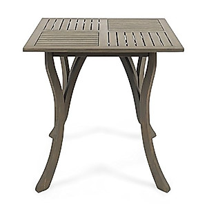 Christopher Knight Home Baia Outdoor Acacia Wood Square Dining Table, Gray