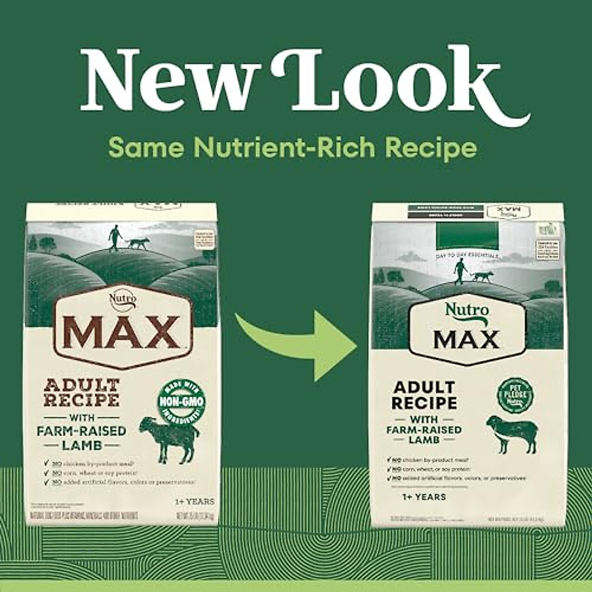 NUTRO MAX Adult Recipe Dry Dog Food With Farm Raised Lamb, 25 LB Bag