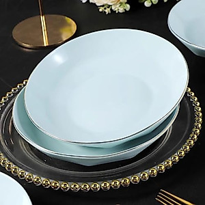 ESTELAR Dinner Plates Set Creative Phnom Penh Celadon Plate Dish Plate Household Ceramic Plate Set Nordic Dinner Plate Kitchen Salad Bowl (Size : Large)