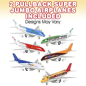 ArtCreativity Diecast Pullback Super Jumbo Airplanes with 3D Anatomy View, Set of 2, Diecast Metal Cargo & Passenger Airplane Toys for Kids, Aviation Themed Party Decorations, Best Birthday Gift