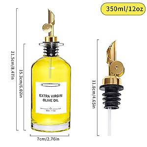 Galssmagic Coffee Syrup Dispenser for Coffee Bar,2 Pack Glass Olive Oil Dispenser Bottle For Kitchen,Glass Container with Leak Proof Spout and Labels for Honey,Mouthwash,Oil and Vinegar