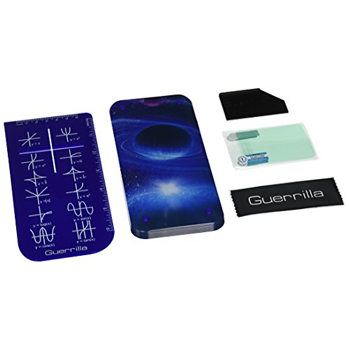 Guerrilla Hard Slide Case for Texas Instruments TI-84 Plus CE Color Edition Graphing Calculator With Screen protector and Graphing Ruler, Galaxy