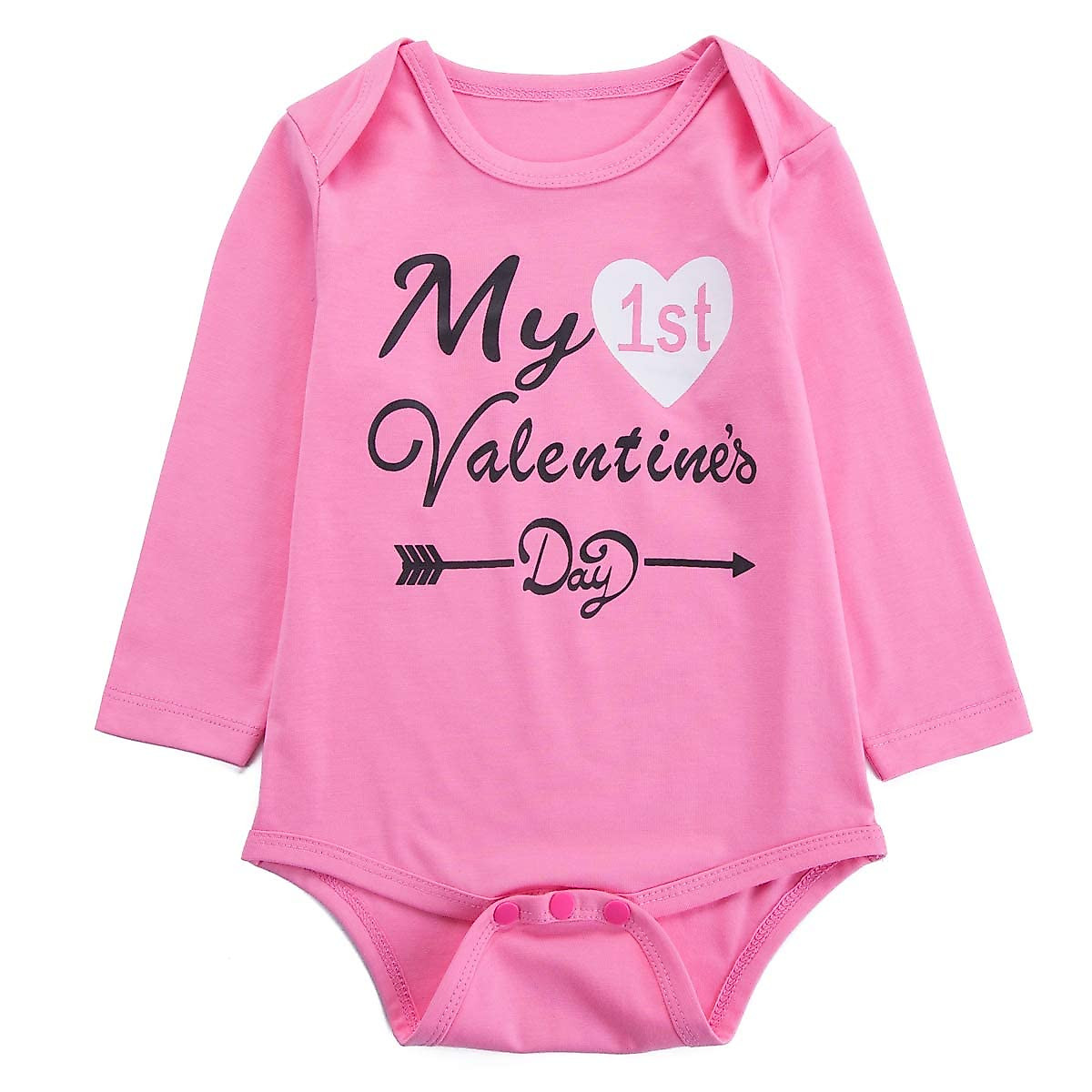 lorjoy Newborn Baby Girls My First Valentine's Day Outfit Set Long Sleeve Bodysuit (3-6 Months)