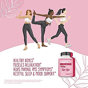 Magnesium Glycinate for Women, Elemental 250mg Per One Capsule, 90 Capsule, 90 Day Supply, Magnesium Glycinate Chelate, Magnesium Glycinate Capsule, Magnesium Supplement, Chelated for Max Absorption