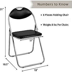 Giantex 6-Pack Folding Chairs Set - Waiting Room Chairs with Padded Seats and Carrying Handle for Desks Home Office Steel Guest Reception Party Poker Stackable Conference Chairs (1 Count (Pack of 6))