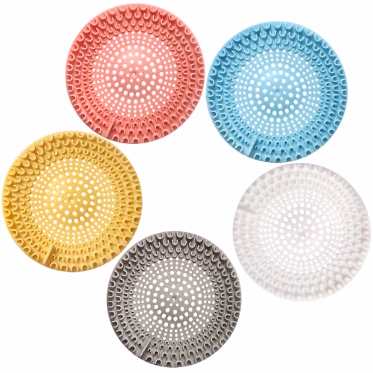 Drain Hair Catcher Stopper 5pcs Bathroom Accessories Set, Durable Silicone Shower Hair Drain Catcher, Drain Cleaner Sink Strainer Covers Drain Hair Stoppers for Tub, Bathtub, Kitchen