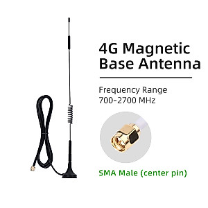4G LTE Antenna 3.5 dBi Magnetic Base Cellular Antenna, SMA Male,1.5 Meters; Compatible with 4G LTE Wireless Router Hotspot Cellular Gateway Trail/Game/Outdoor Security Camera