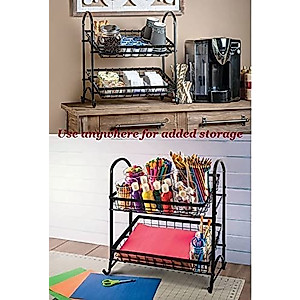 Giftburg Stackable Can Rack Organizer, Angle 2-Tier Tray Display Stand, Fruit Basket Stand, Potato Chip Rack, Multifunctional Can Dipsenser for Storing Canned Snacks Drinks and more, Black