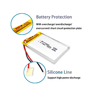 FREEDOH 1200mAh Lithium Battery 3.7V 1.2AH Rechargeable Lithium Polymer ion Battery 603450 Home Backup Polymer Batteries with Protection Board (2pcs)