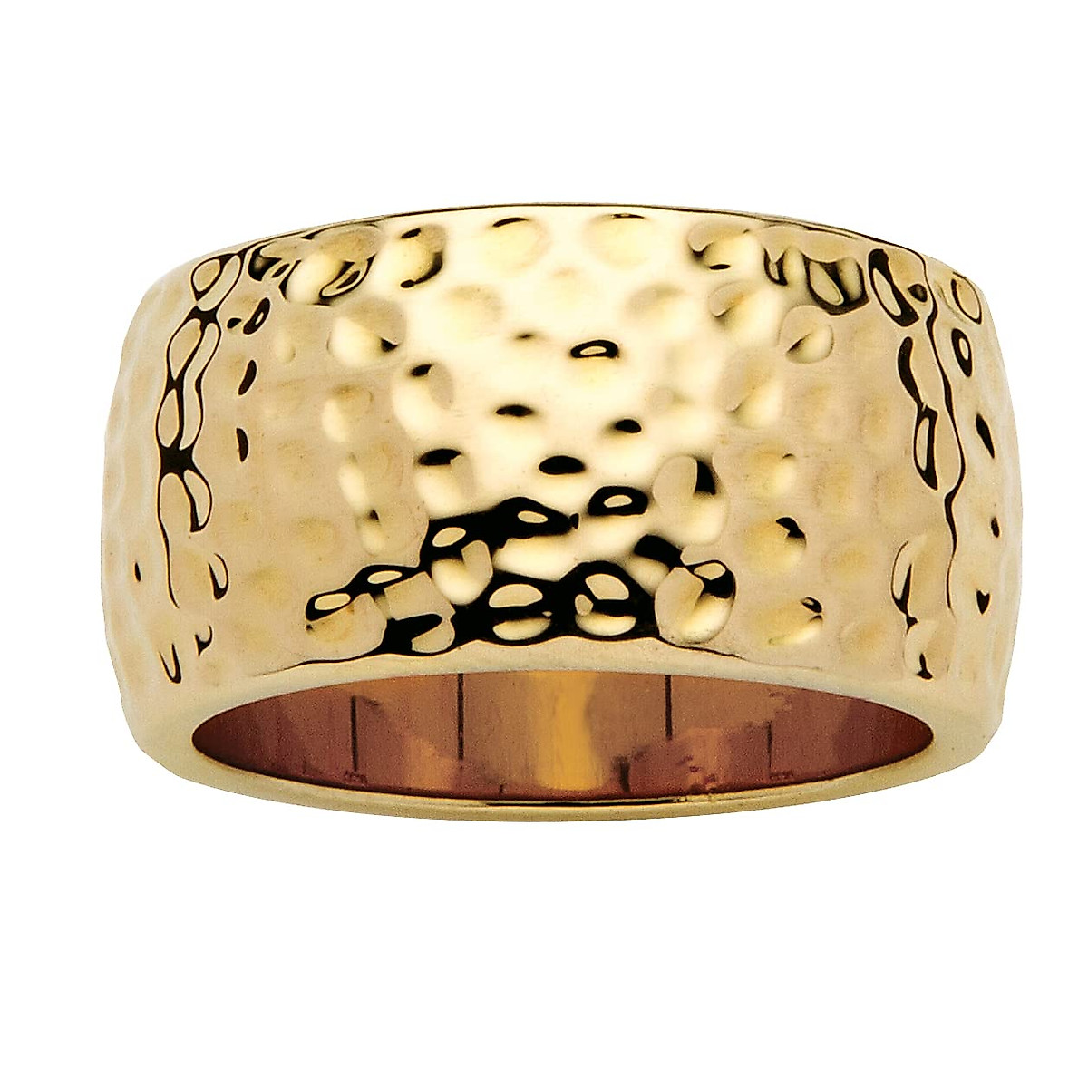 PalmBeach Yellow Gold-Plated or Silvertone Hammered Style Ring Size 9