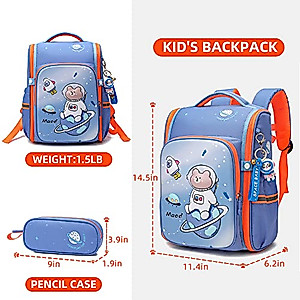 Maod Preschool Boys Backpacks for Kids Elementary School Backpack Suitable For 4-8 Years Old (Blue)
