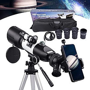 BEBANG Telescope for Adults & Kids - 70mm Aperture 400mm Refractor Telescope for Astronomy Beginners, 3 Rotatable Eyepieces, Easy to Set Up