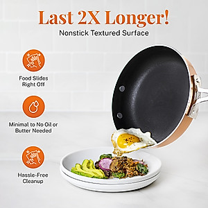 GOTHAM STEEL 5 Pc Copper Pots and Pans Set, Non Stick Cookware, Dishwasher Safe