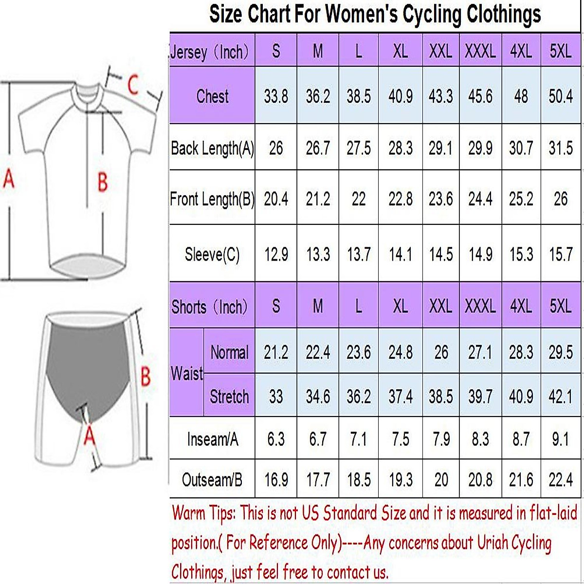 Uriah Women's Cycling Jersey Bib Shorts Sets Short Sleeve Reflective Dark Red Size XL(CN)