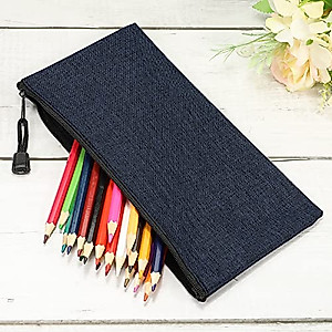 PATIKIL Canvas Zipper Bags, 5 Pack B6 Blank DIY Zip Pocket Pencil Case Stationery Pouch for Travel Craft Supply, Navy Blue