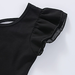 vivifayee Girls Ballet Leotards Dance Tutu Dress with Chiffon Bow Skirted Outfit X-Black