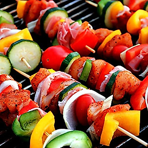 50 Pack Bamboo Skewers, 12.5 Inch Long Natual Bamboo Sticks for BBQ, Grill, Appetizer, Fruit, Corn, Chocolate Fountain, Cocktail and Outdoor Pinic.