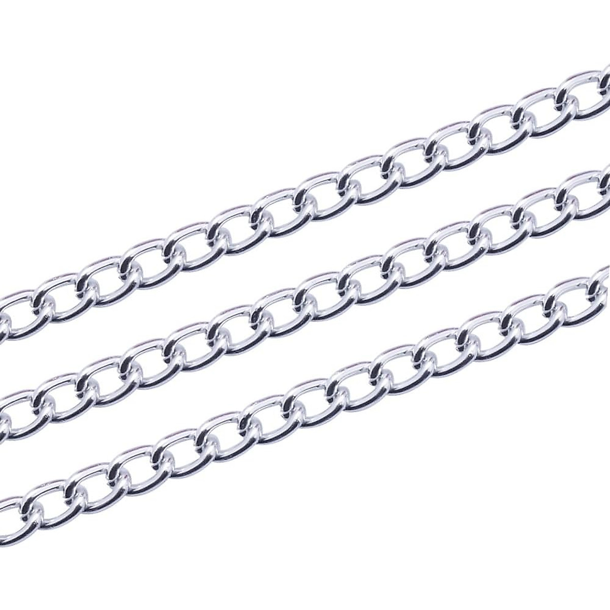32.8ft 4.5mm Width Never Fade Aluminum Curb Chain Link Twisted Chains Metal Cable Chain Link Silver Jewelry Making Chain for DIY Making Bracelet Necklace