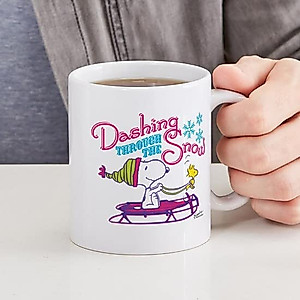 CafePress Snoopy And Woodstock Dashing Through Sn Large Mug Ceramic Coffee Mug, Tea Cup 11 oz