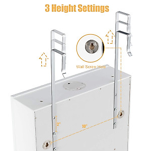 CHARMAID 5 LEDs Mirror Jewelry Armoire Wall Mounted Door Hanging, Lockable Jewelry Cabinet with 47.5"H Full Length Mirror, 6 Storage Drawers, Large Capacity Jewelry Organizer Box with Drawers (White)